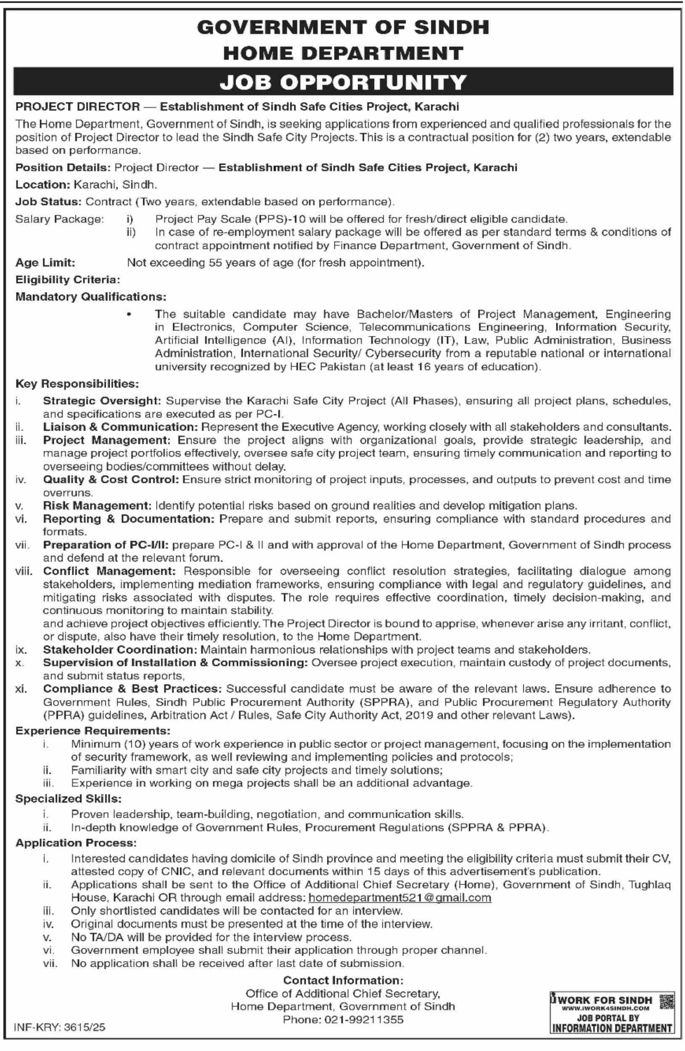 Government of Sindh Home Department Jobs November 2025